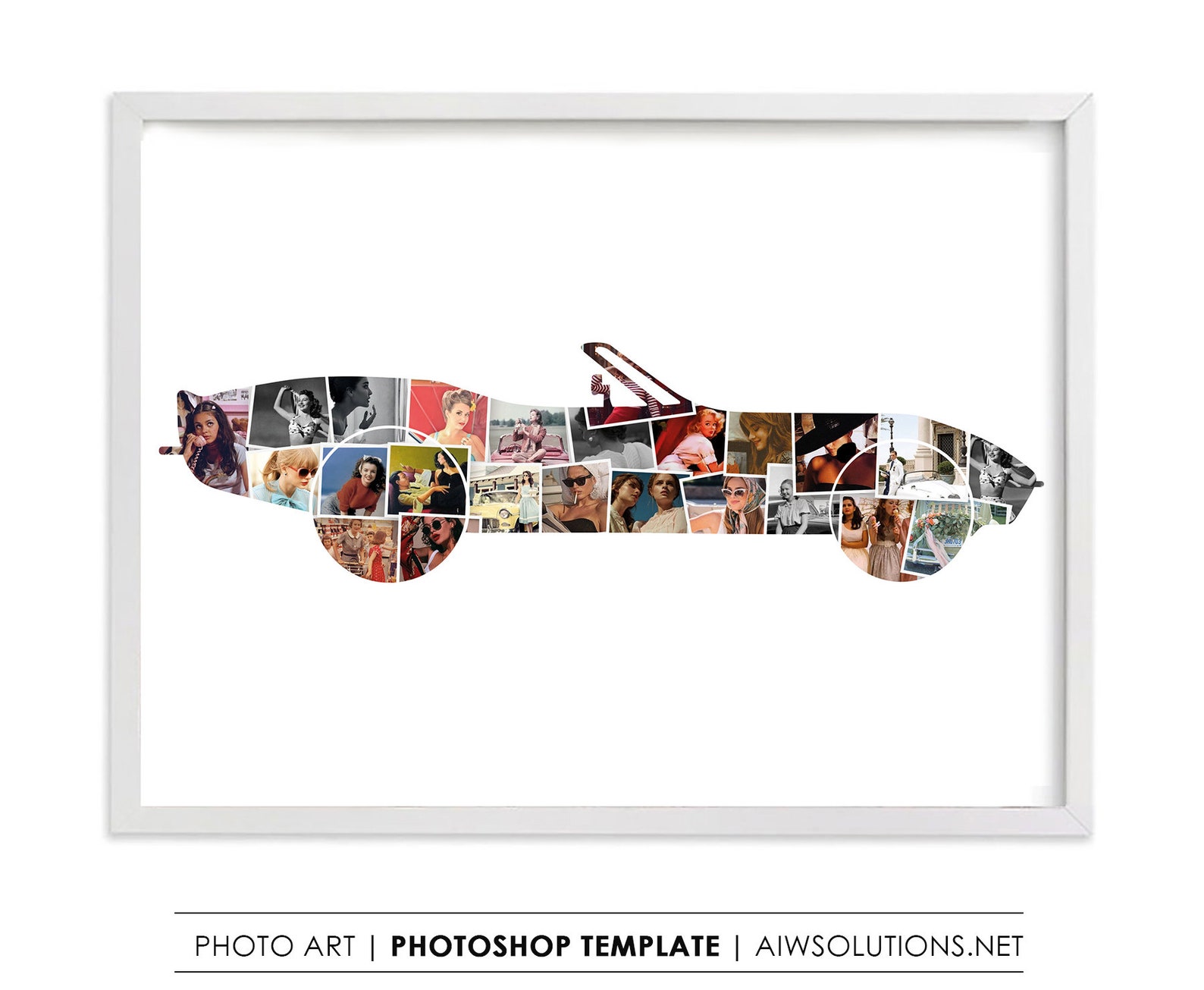 World Map Shape Photo Collage Retro Car Photo Collage - Etsy