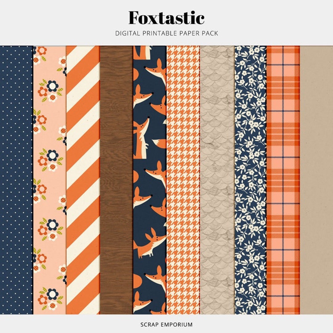 Foxtastic Digital Scrapbook Paper 12X12 Printable Fall - Etsy