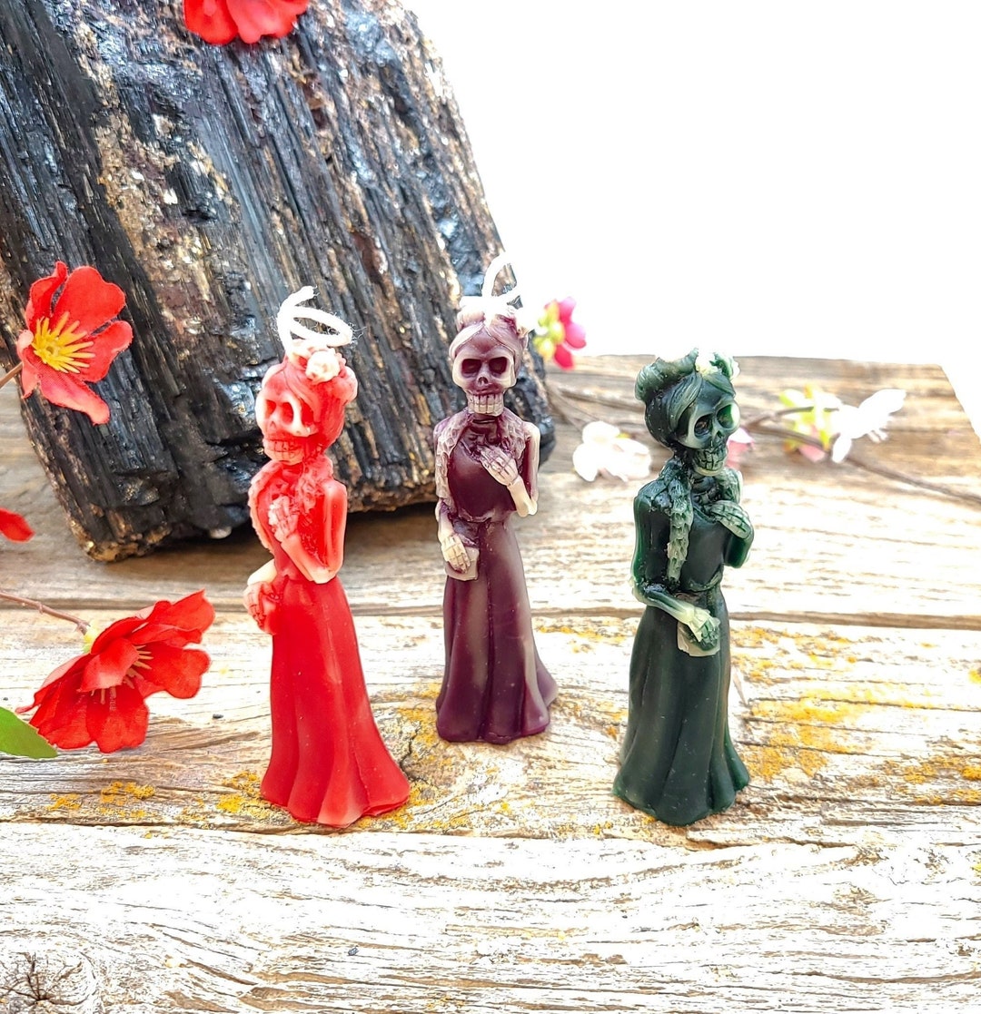 Santa Muerte Small Candles (set of 3) - Altar Ritual Beeswax Candles ...