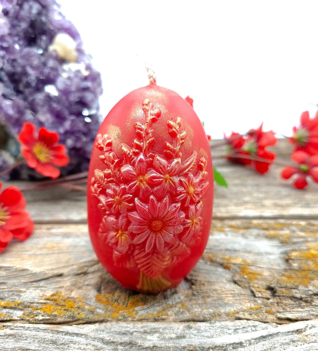 Egg Shaped Candle With Flowers - Easter Eggs Candles, Spring Party ...