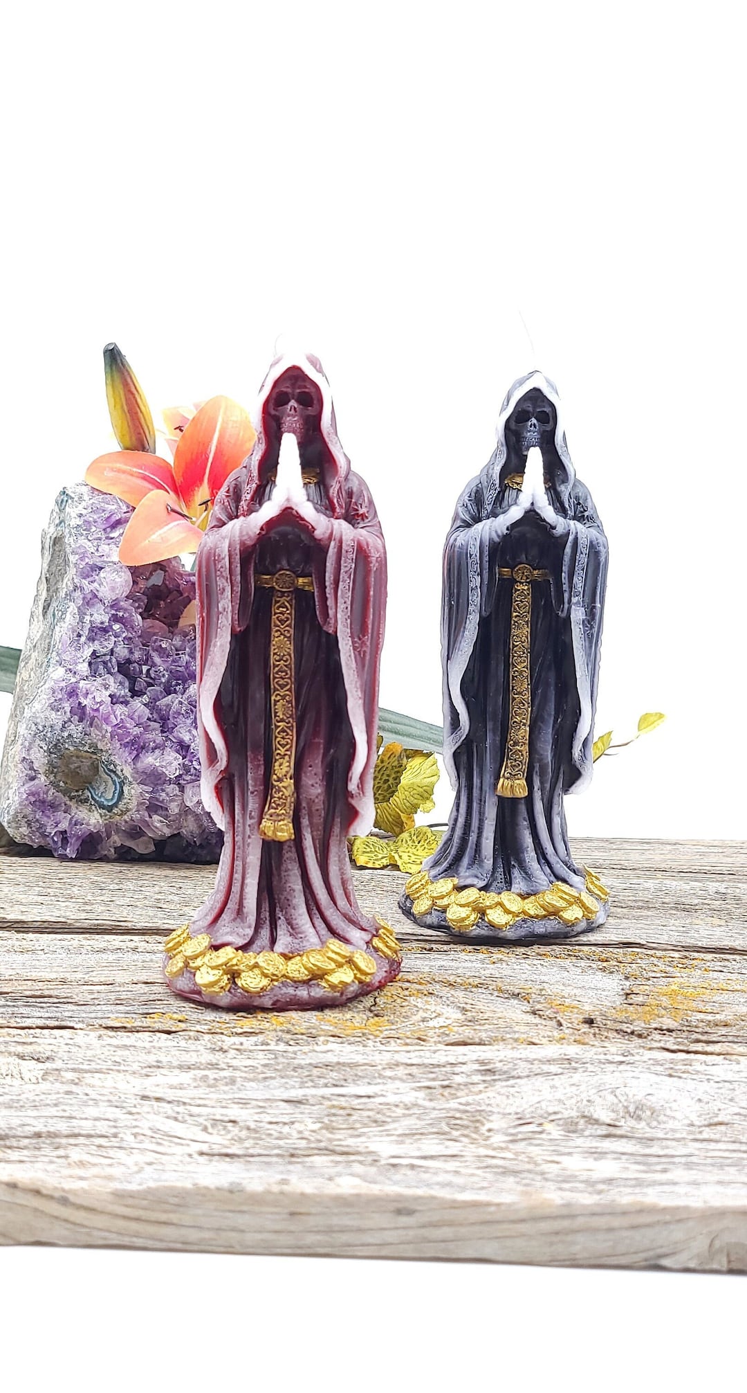 Santa Muerte Praying Candle - Altar Ritual Candle, Spell Candle, Money ...