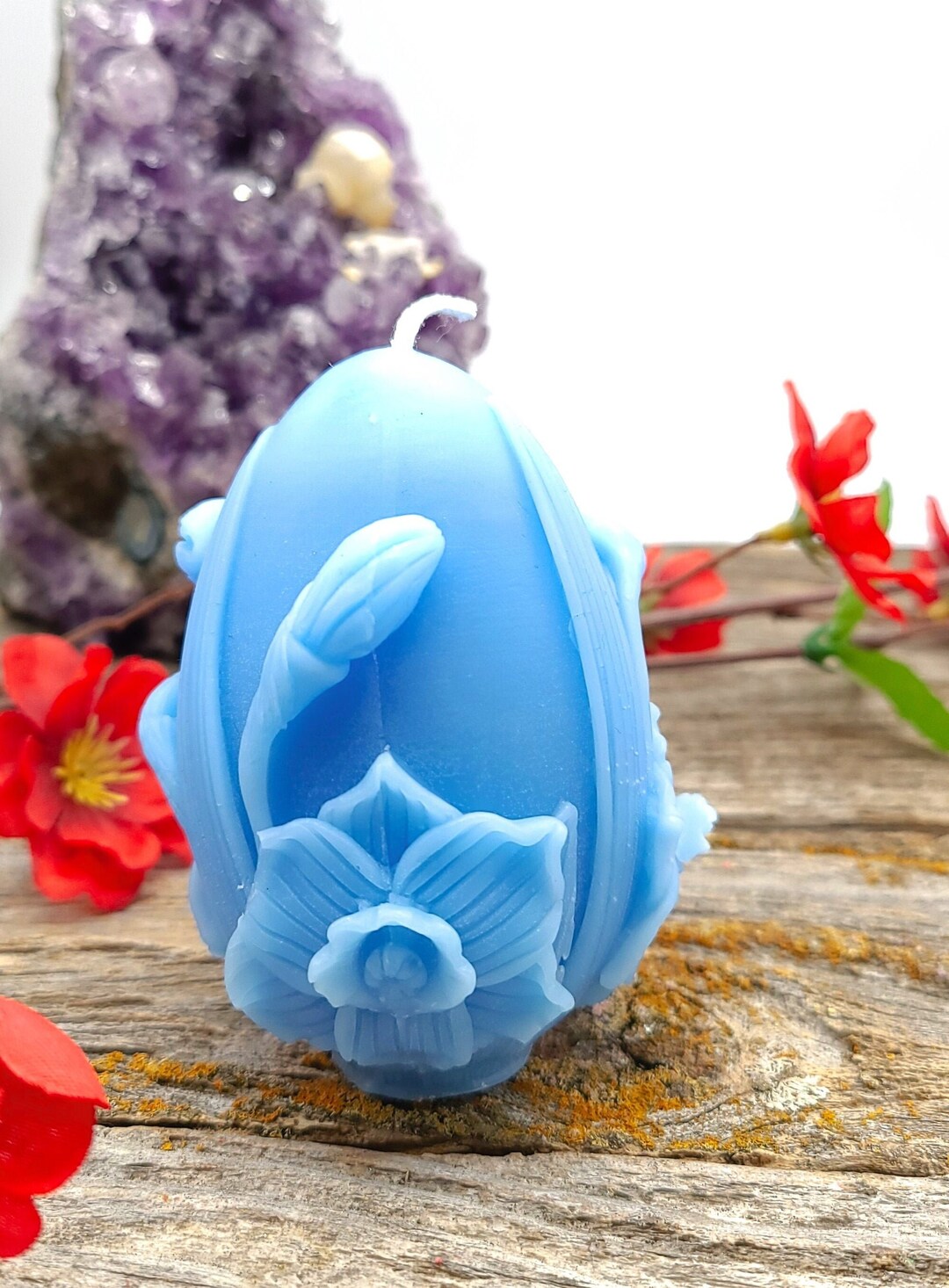 Egg Candle With Narcissus Flowers Spring Easter Party Candle, Spring ...