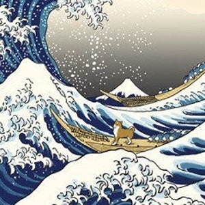 Shiba Inu Soft Tenugui I Ukiyoe Wave, Soft Tenugui Towel With Cherry ...