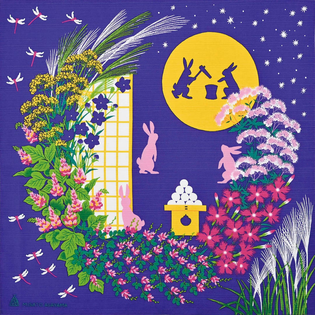 20 Furoshiki: Tsukimi the Rabbit on the Moon, Japanese Durable Cotton ...