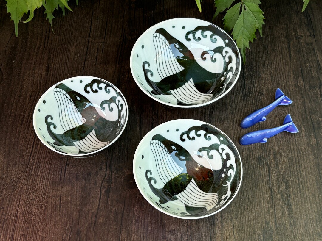Whale Rice Bowls I Japanese Mino Ware Ceramic Mini Bowl, Soup Bowl ...