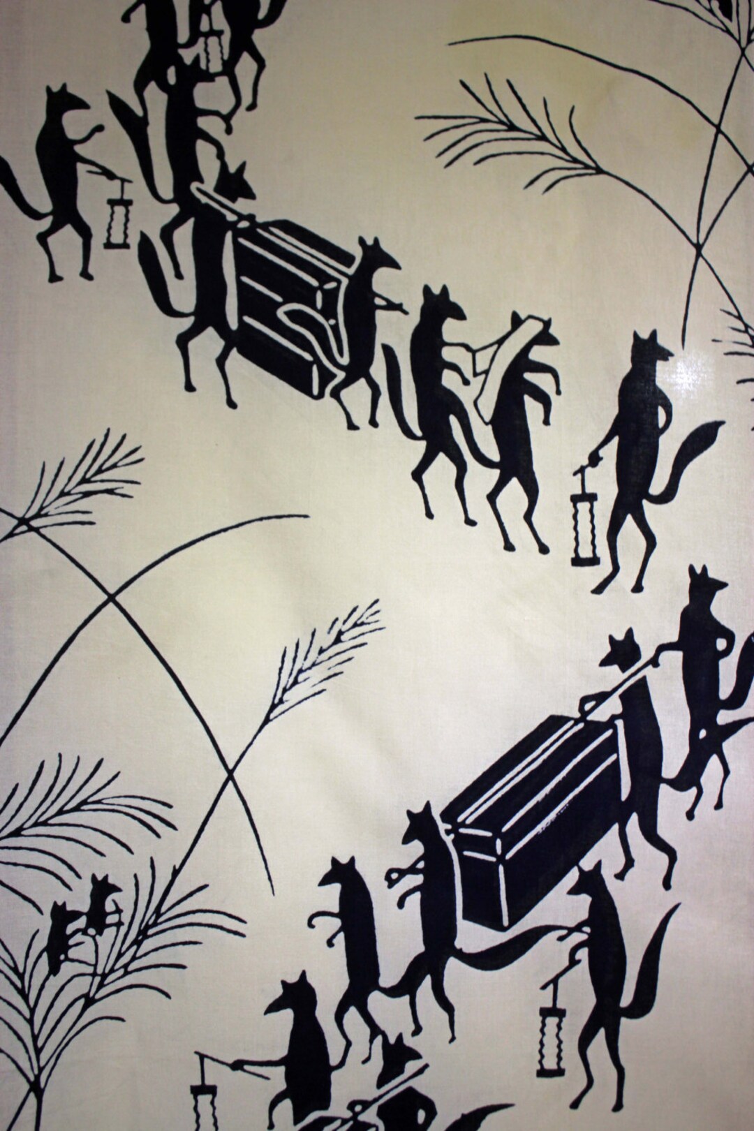 Tenugui, Parade of Foxes for Tapestry, Interior, Banner, Door Curtain ...