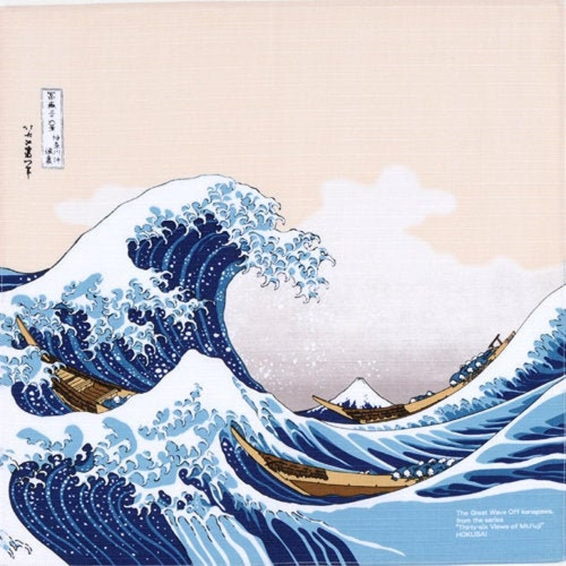 41" Hokusai Ukiyoe Furoshiki: the Great Wave, Japanese Durable Square ...