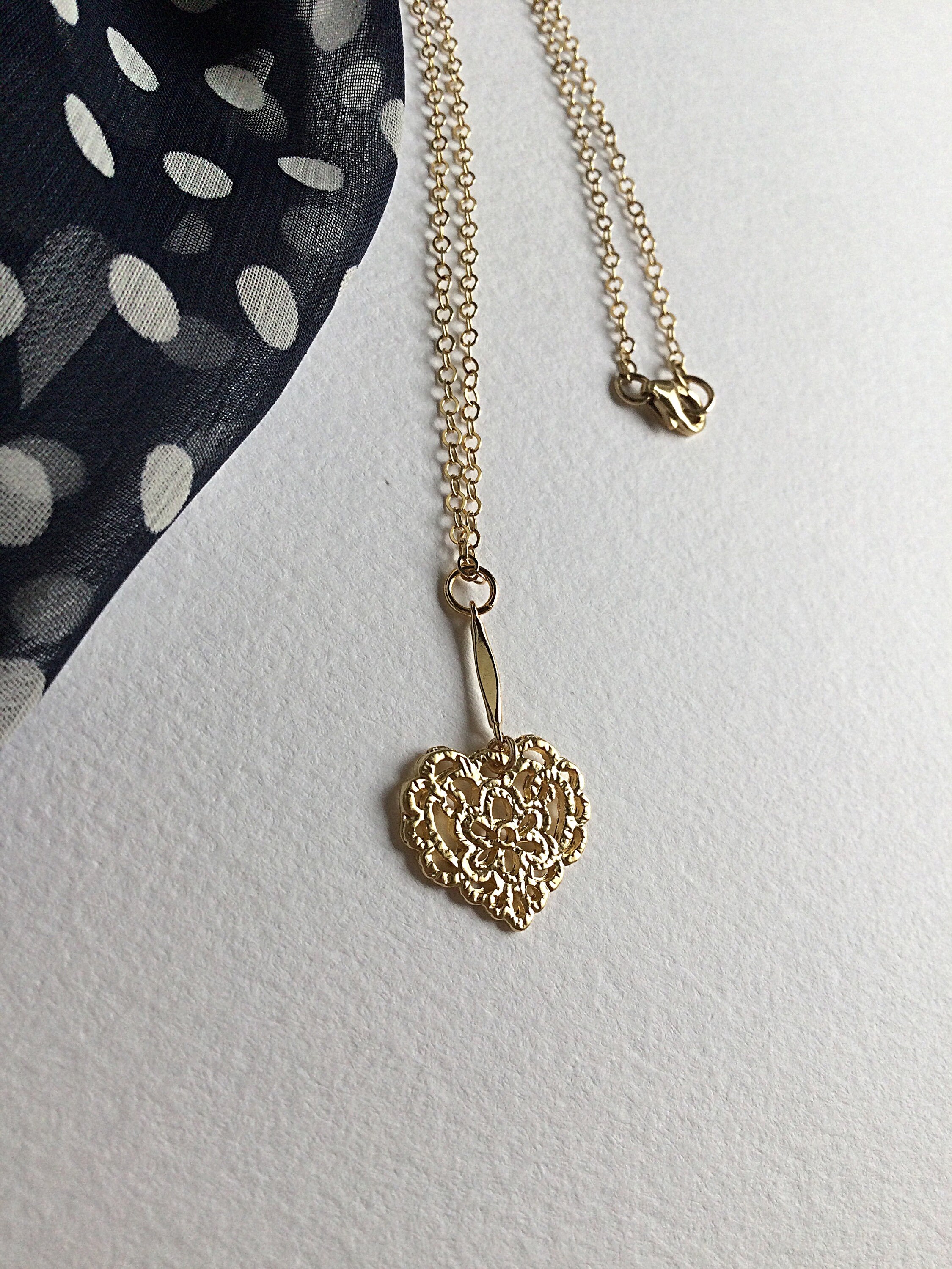 GOLD FILIGREE HEART - Filigree Heart Necklace - Gold Necklace - Heart ...
