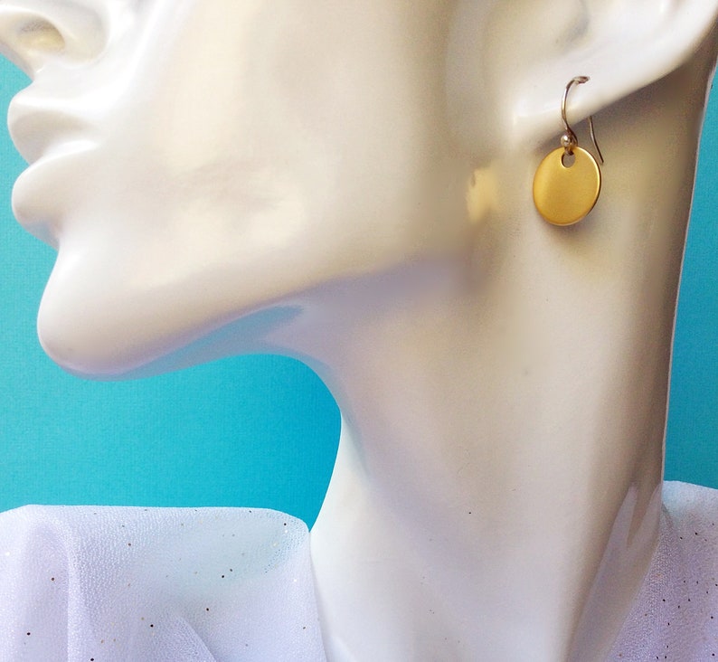 GOLD TAG EARRINGS Matte Gold Pewter Disc Earrings Matte Gold Tag ...