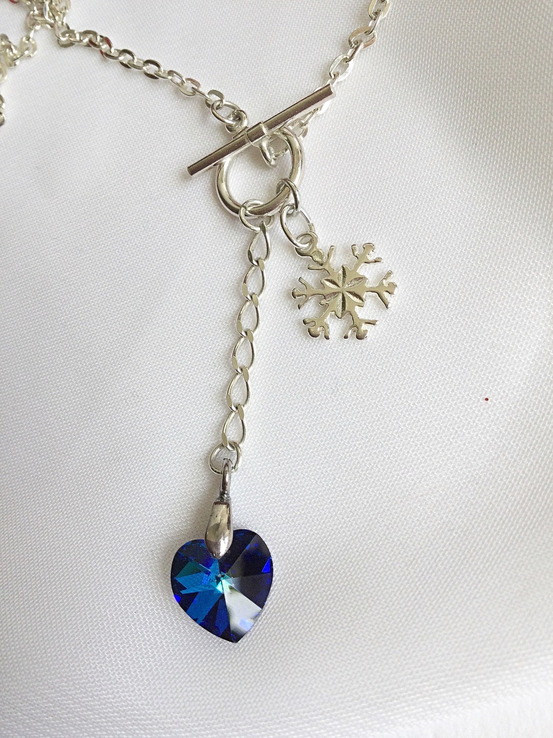 BLUE HEART LARIAT Blue Crystal Heart Lariat Swarovski Crystal Heart ...