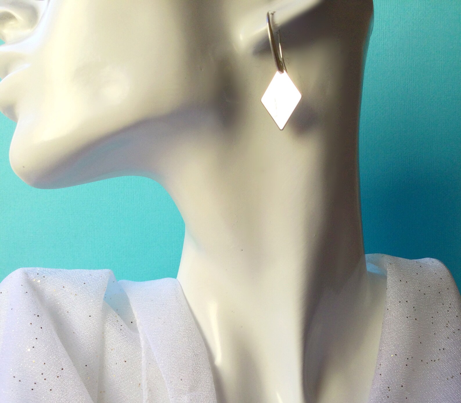 SILVER TAG EARRINGS Silver Rhombus Earrings shiny Silver - Etsy