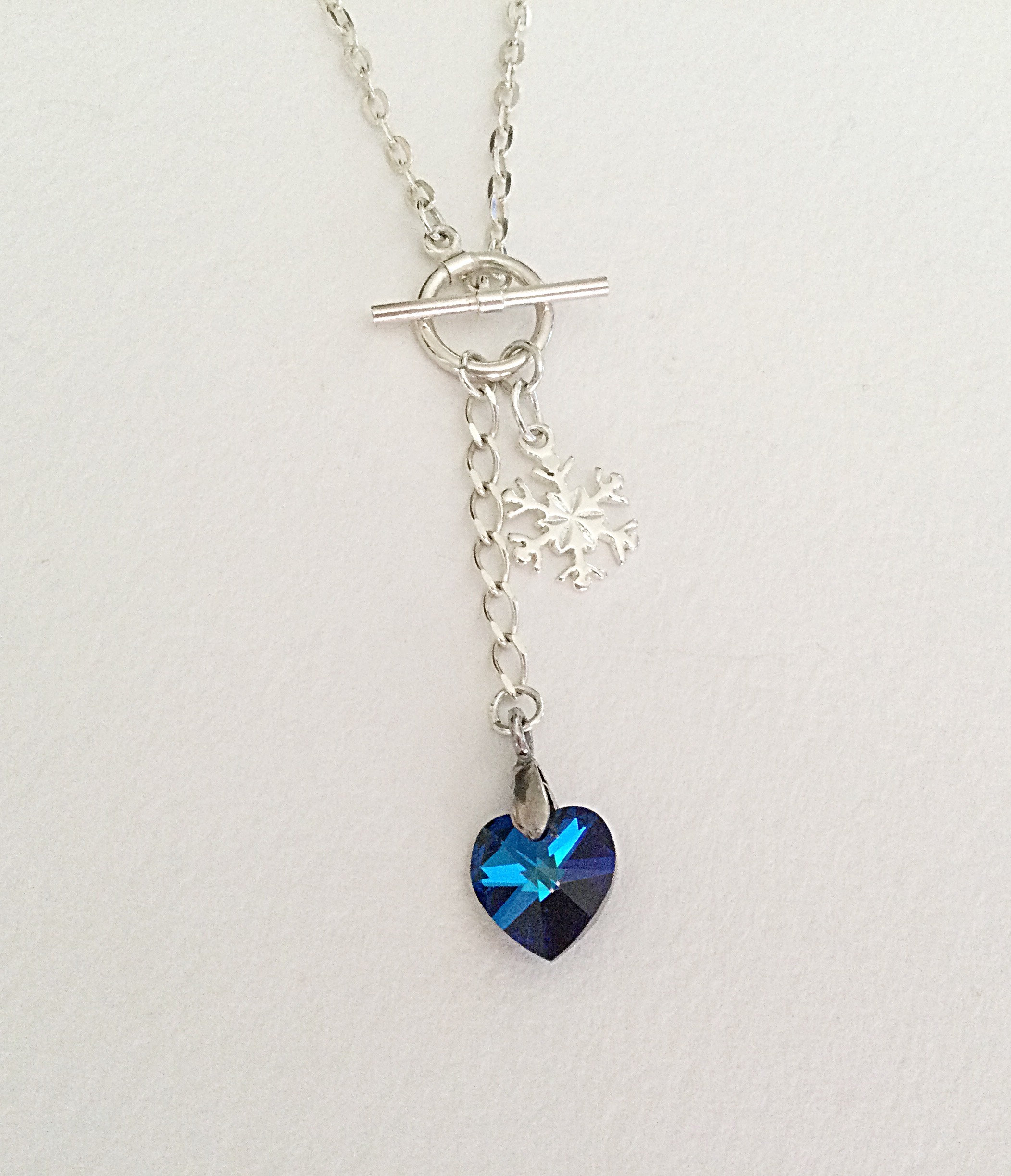 BLUE HEART LARIAT Blue Crystal Heart Lariat Swarovski Crystal Heart ...