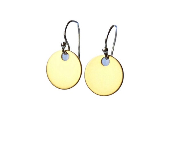 GOLD TAG EARRINGS Matte Gold Pewter Disc Earrings Matte | Etsy