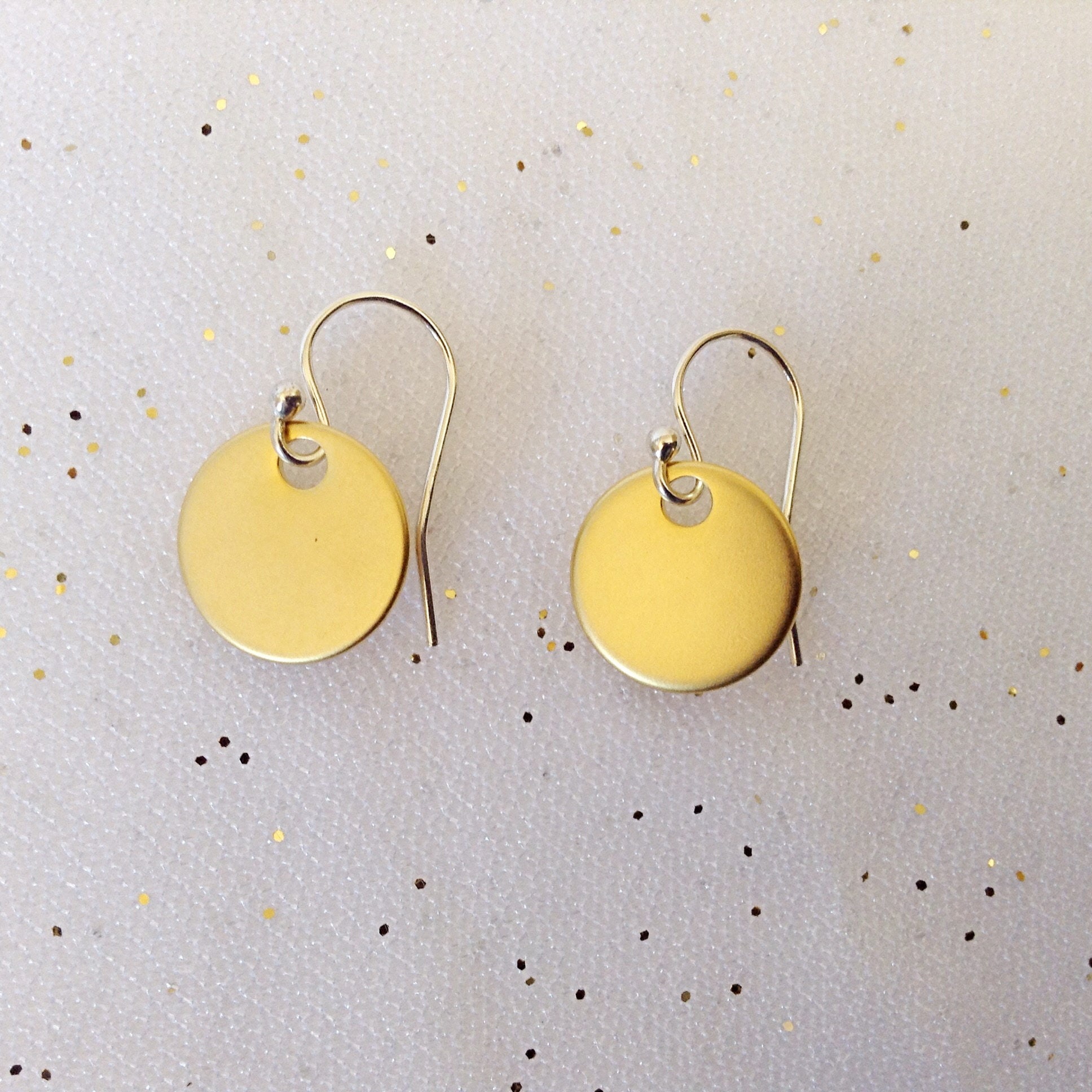 GOLD TAG EARRINGS Matte Gold Pewter Disc Earrings Matte | Etsy