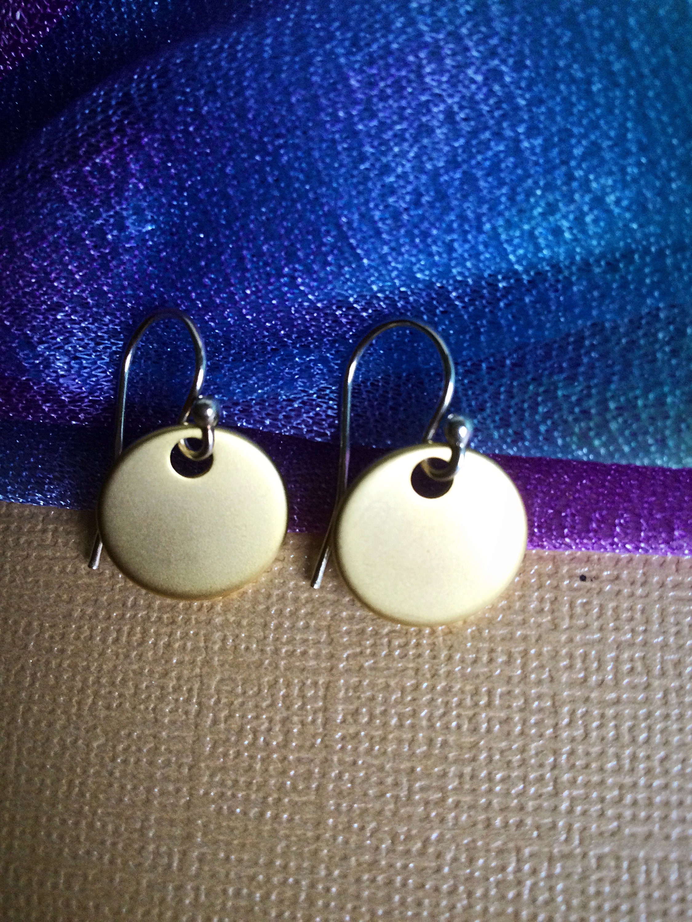 GOLD TAG EARRINGS Matte Gold Pewter Disc Earrings Matte Gold Tag ...