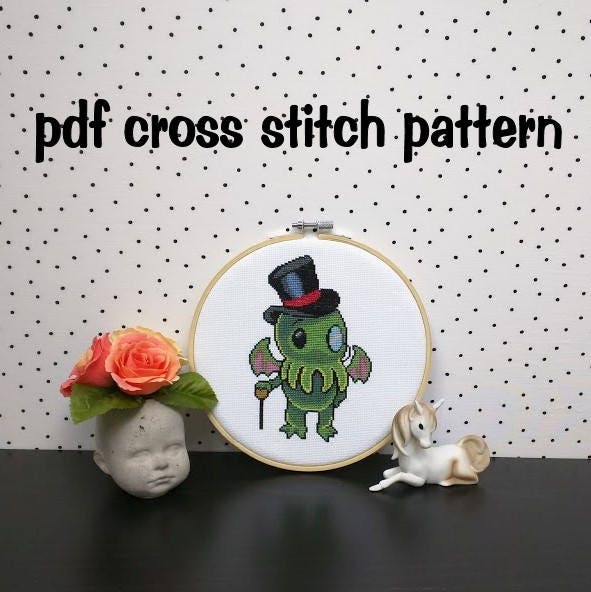 Gentleman Cthulhu Cross Stitch Pattern Dapper Sir Cthulhu | Etsy
