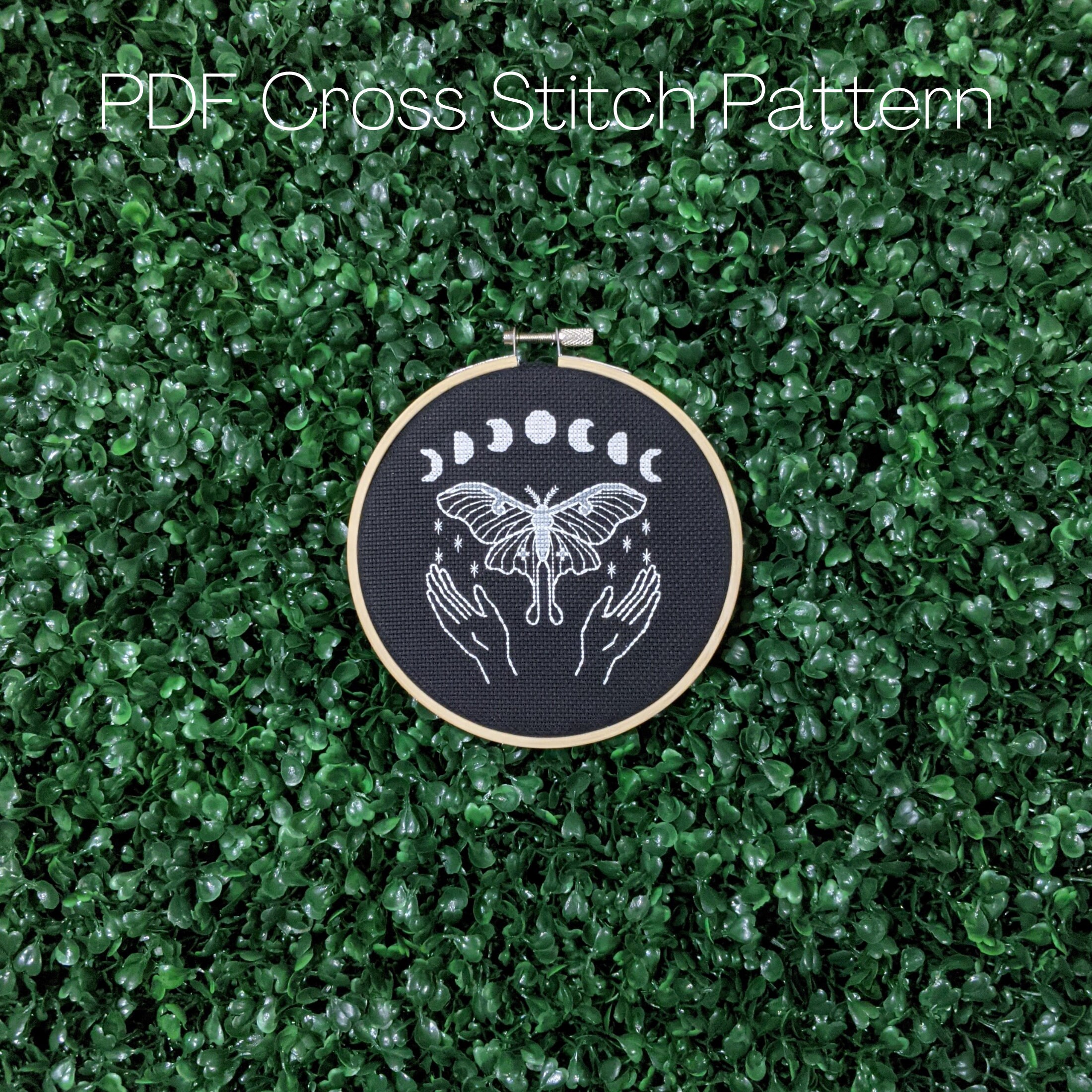 Magic Moth Moon Phase Cross Stitch Pattern, Luna Moth Witchy Chart ...