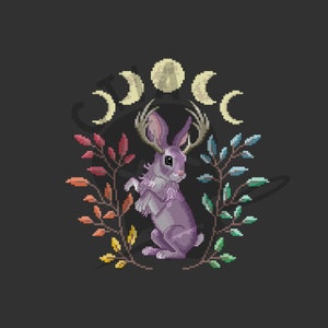 Purple Jackalope Cross Stitch Pattern, Rainbow Pride Embroidery, LGBTQ Chart, Cryptid Creature ...