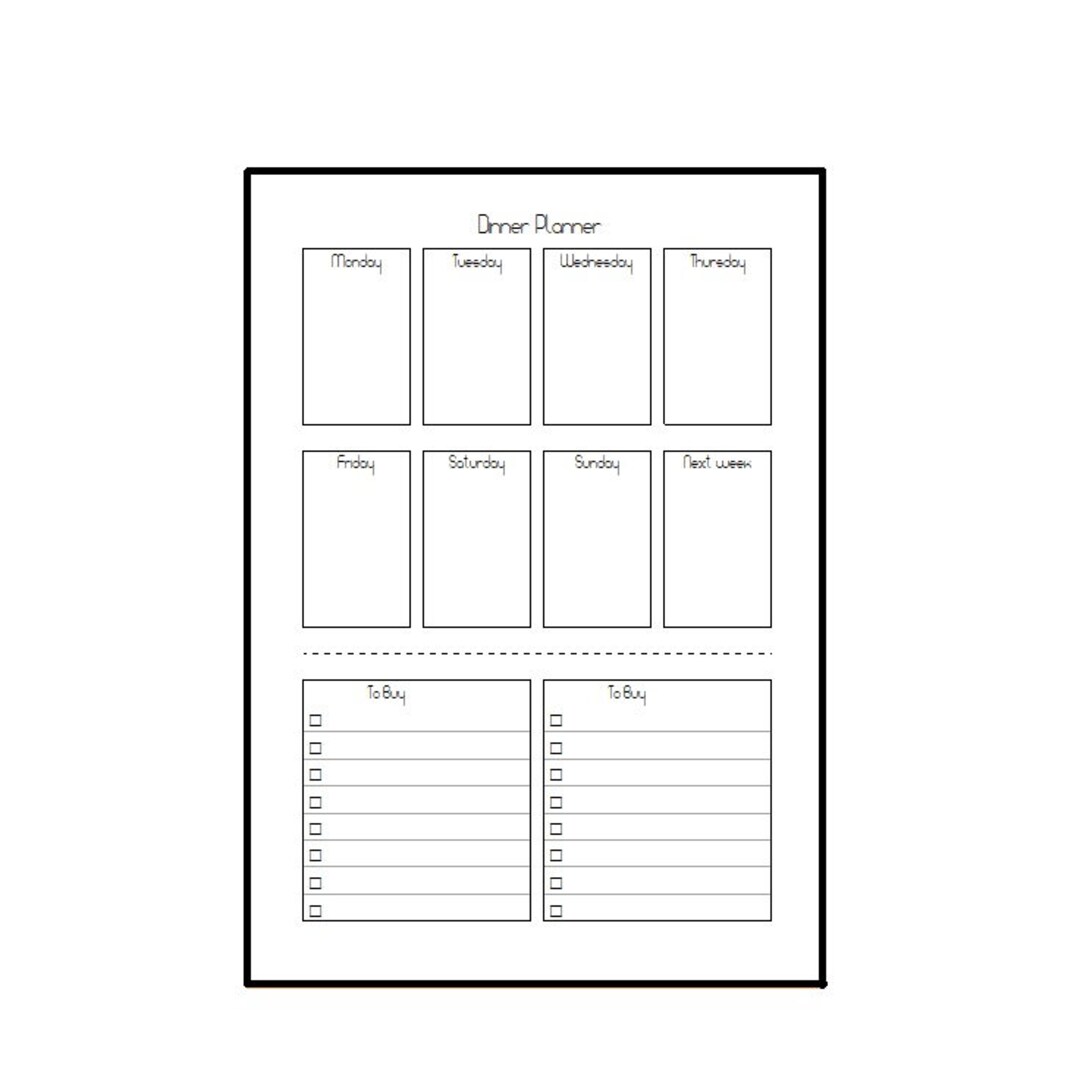 A5 Dinner Planning Notepad or Inserts - Etsy