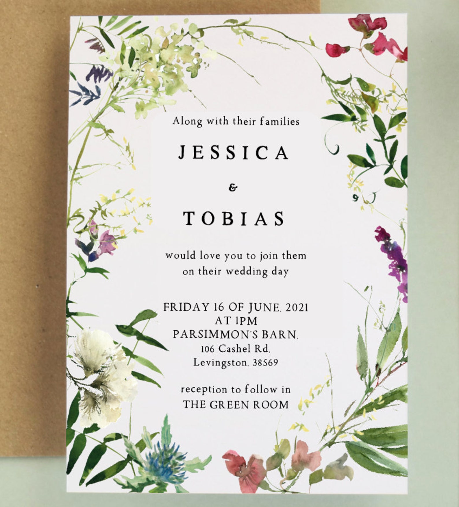 Wildflower Wedding Invitation // Printed Wedding Invitations | Etsy