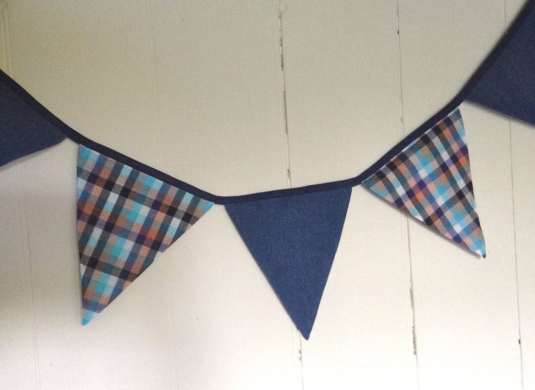 Denim and Check Bunting to Match Sitter Sets, Photo Prop - Etsy