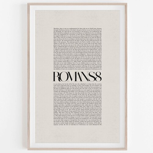 Romans 8 Bible Verse Christian Wall Art Faith Print | Etsy