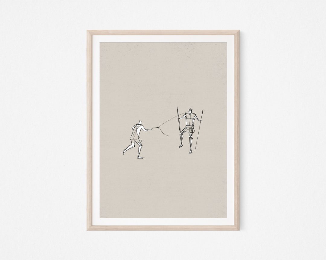 David and Goliath, DIGITAL PRINT, Jesus Art, Bible Sketches, Jesus ...