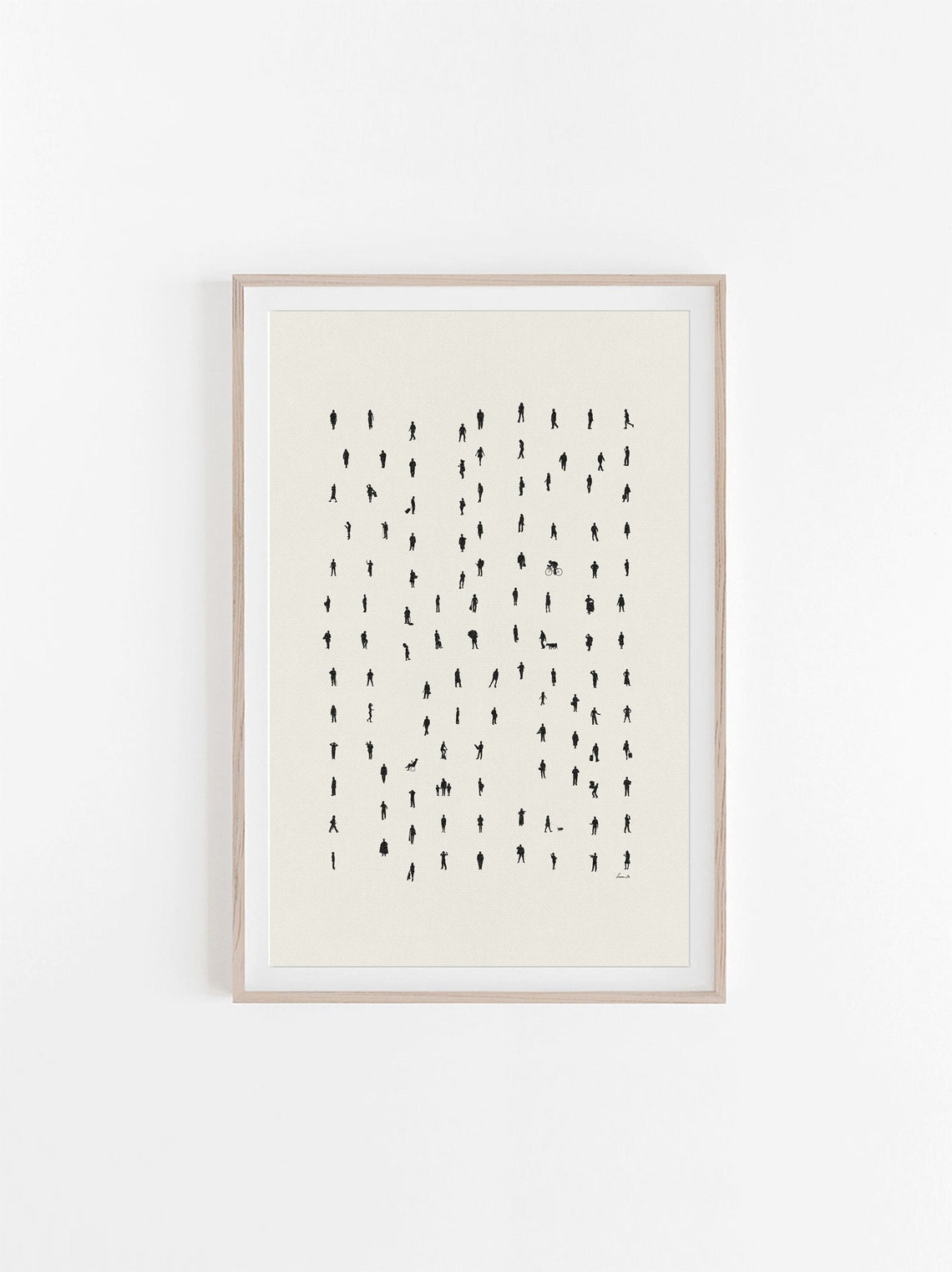 Minimalist People Print Crowd Various People Art | Etsy