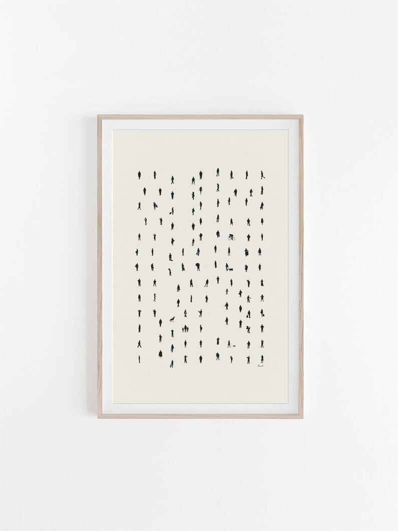 Minimalist People Print Crowd Various People Art - Etsy