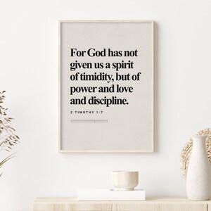 2 Timothy 1:7, Bible Verse, DIGITAL Print, Modern Bible, Scripture Wall ...