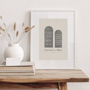 Ten Commandments, DIGITAL PRINT, Love God, Love Your Neighbor, Bible ...