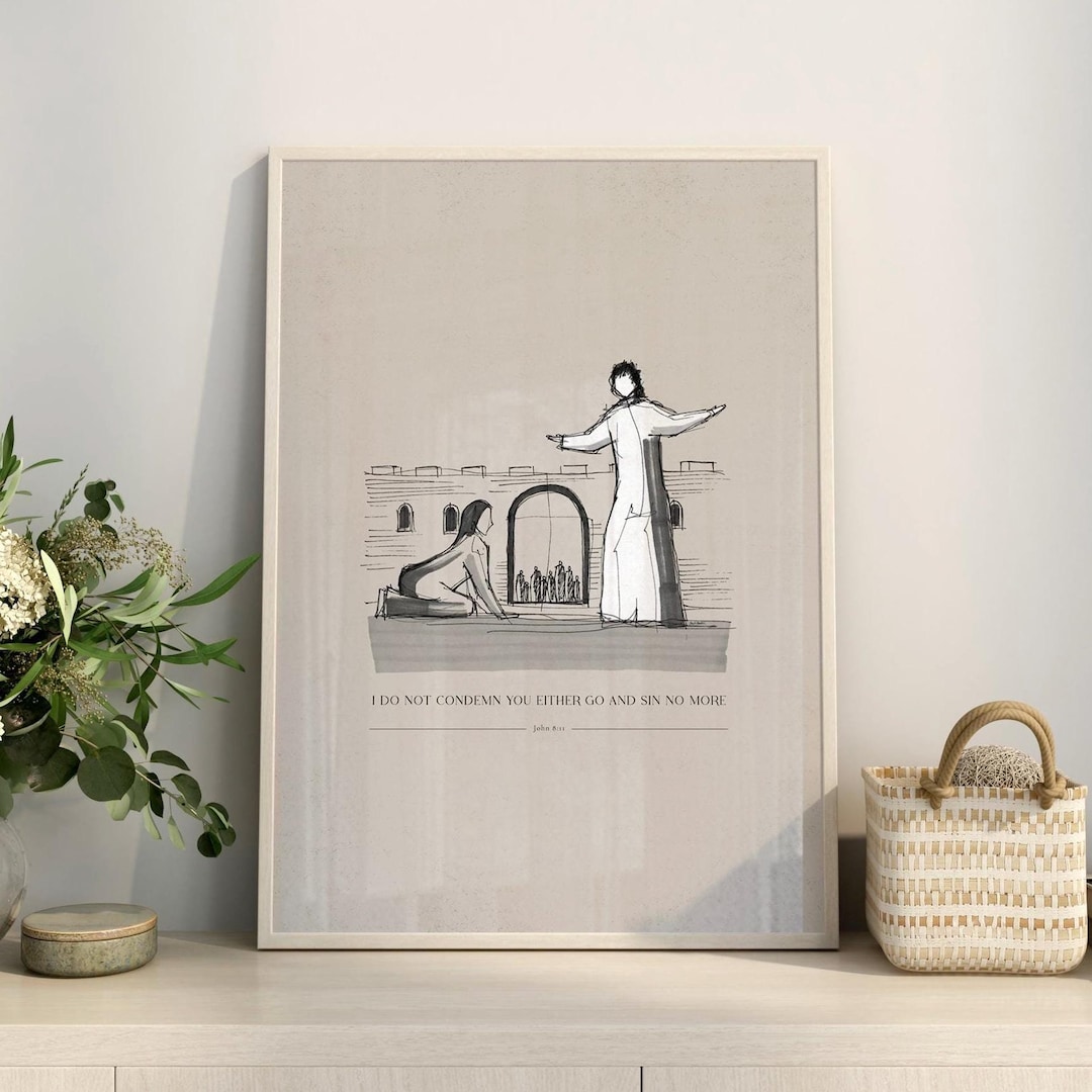 Woman Caught in Adultery, Jesus and Adulterous Woman, DIGITAL PRINT, No ...