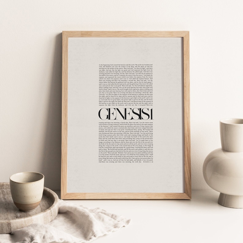 Genesis 1 Bible Verse Modern Bible Scripture Wall Art - Etsy