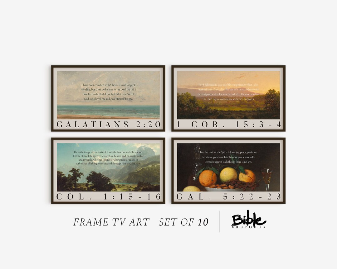 Bible Verse Frame TV Art, Set of 10, Verses Memorization, Scripture Art ...