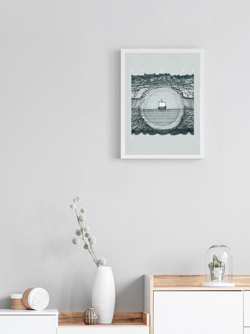 Hush Be Still, DIGITAL PRINT!, Jesus Stills Sea, WALL Art, Jesus Art ...