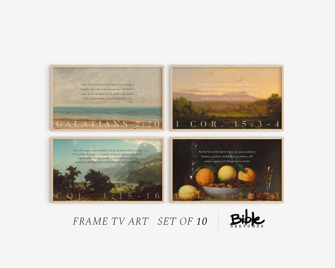 Bible Verse Frame TV Art, Set of 10, Verses Memorization, Scripture Art ...