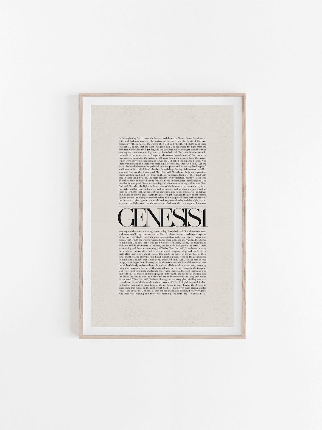 Genesis 1 Bible Verse Modern Bible Scripture Wall Art - Etsy
