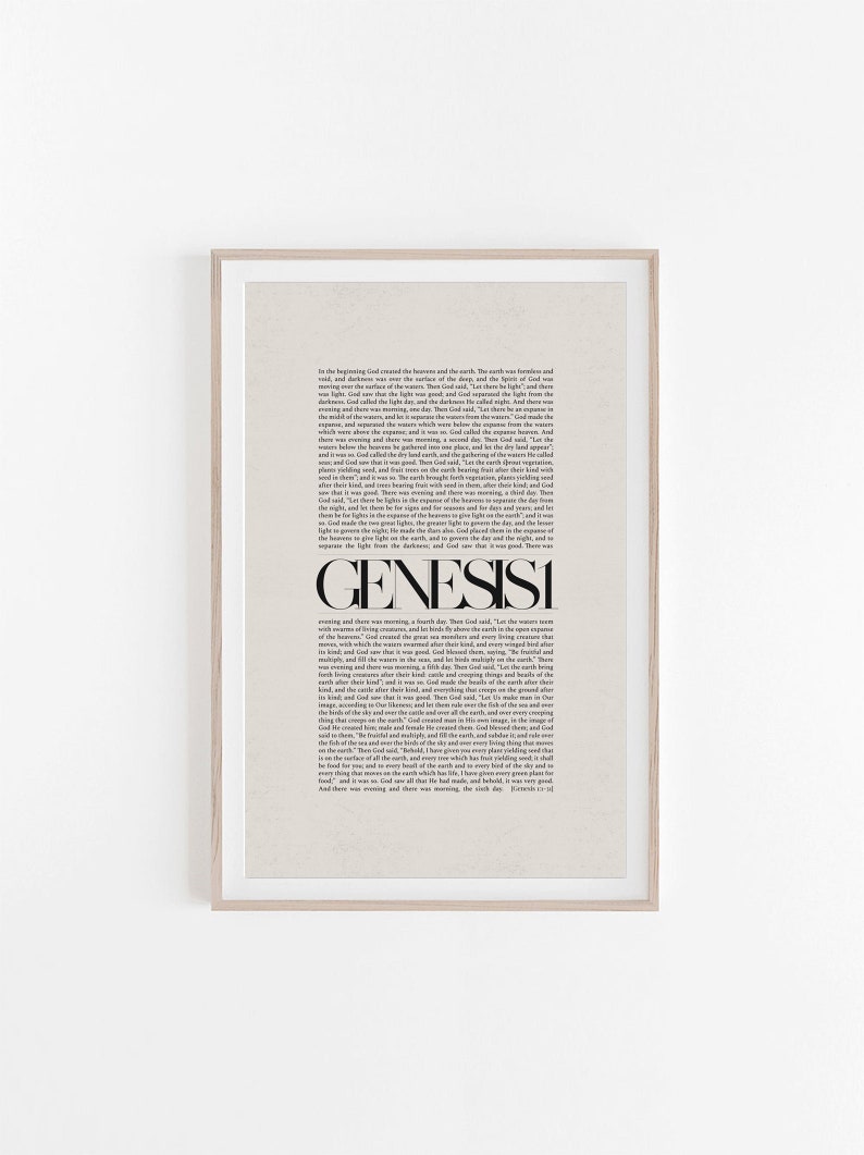 Genesis 1 Bible Verse Modern Bible Scripture Wall Art - Etsy