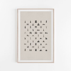 50 Famous Buildings Print Architecture Architectural - Etsy