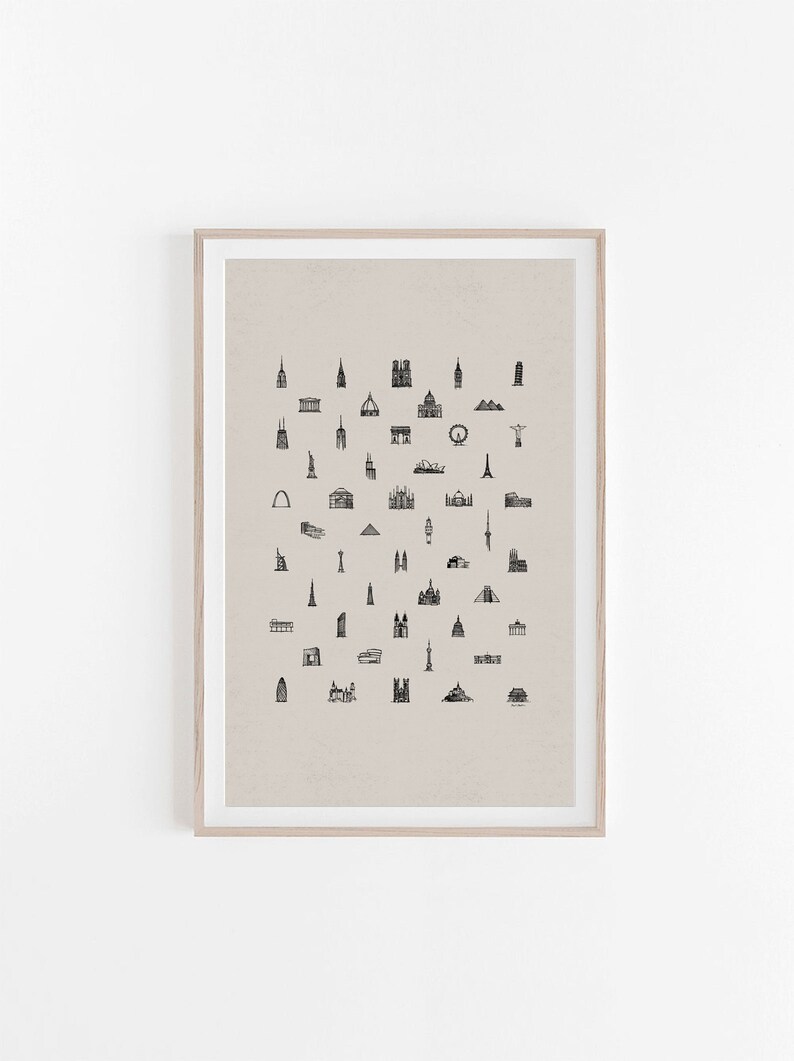 50 Famous Buildings Print Architecture Architectural - Etsy