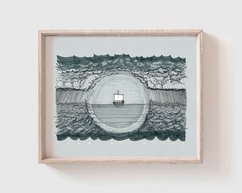 Hush Be Still, DIGITAL PRINT!, Jesus Stills Sea, WALL Art, Jesus Art ...