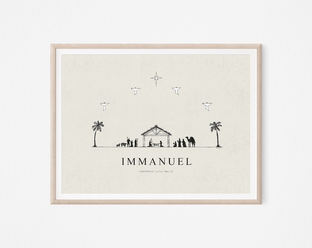 Nativity Christmas Print, IMMANUEL, God With Us, WALL ART, Digital ...