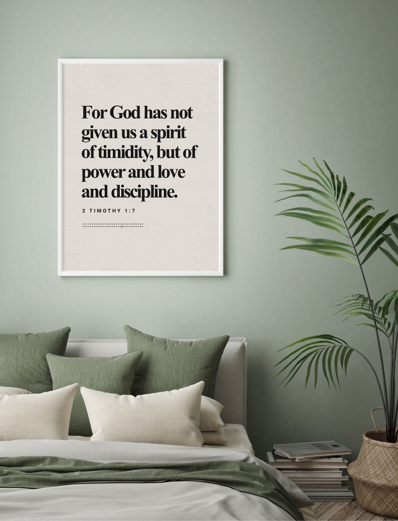 2 Timothy 1:7, Bible Verse, DIGITAL Print, Modern Bible, Scripture Wall ...