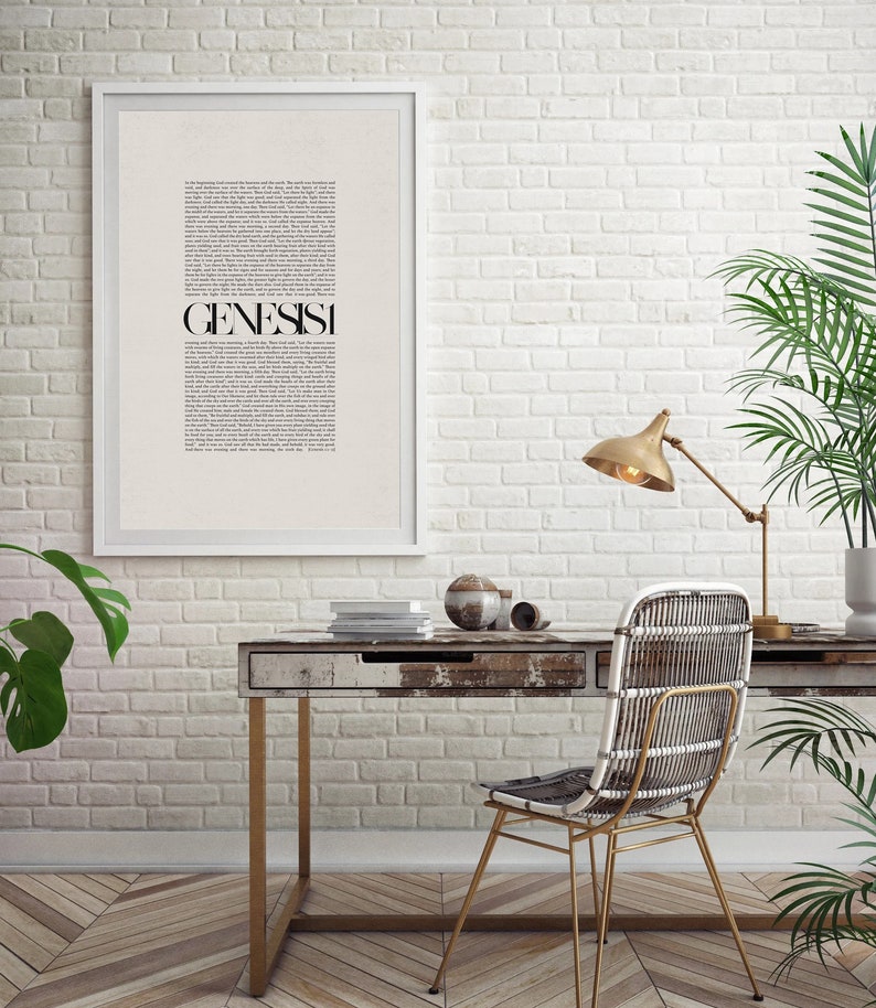 Genesis 1 Bible Verse Modern Bible Scripture Wall Art - Etsy