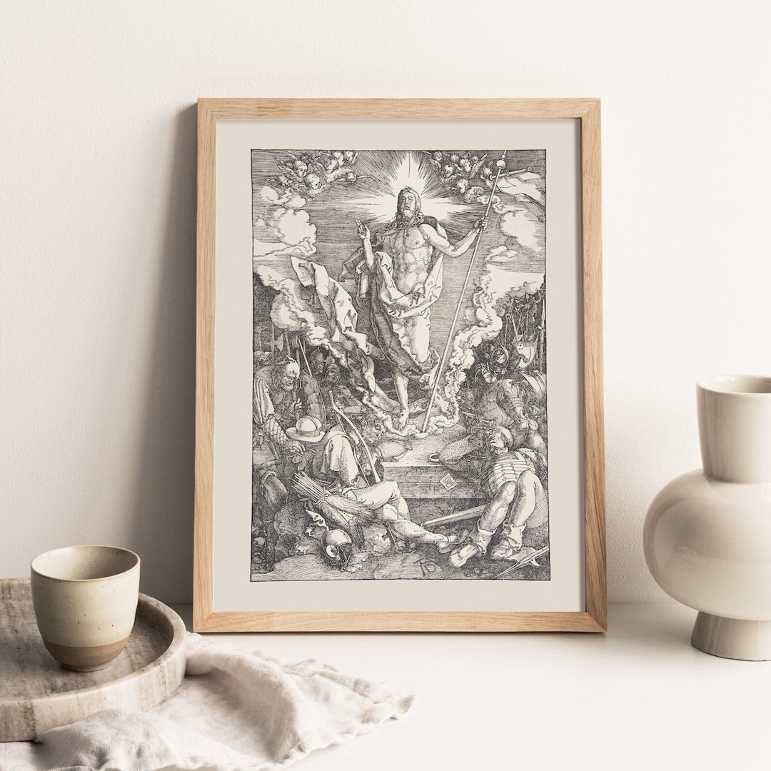 Resurrection, Jesus Resurrection, Vintage Drawing, Woodcut, WALL ART ...