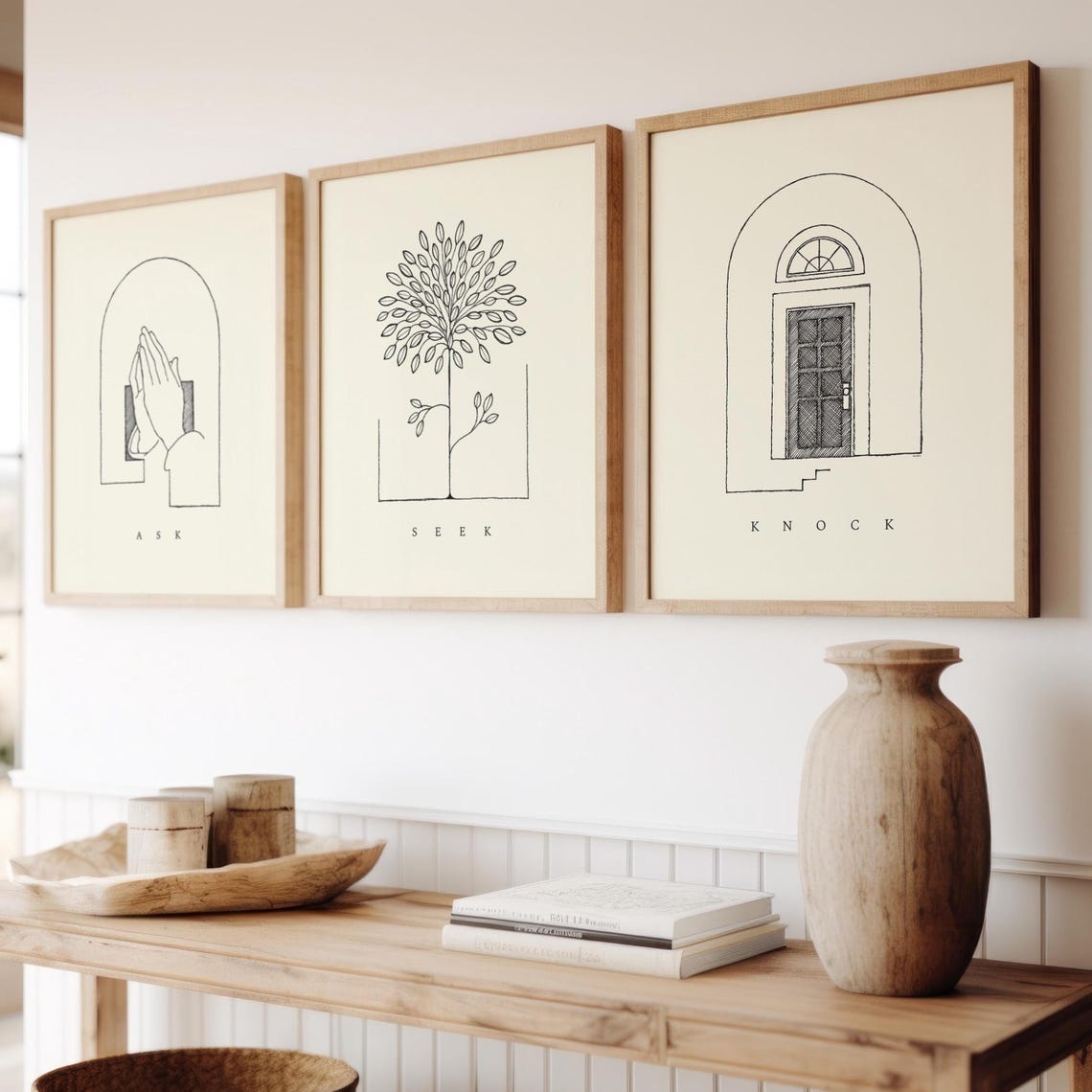 Ask Seek Knock, DIGITAL PRINT, Homely Bible Art Set, Christian Artful ...