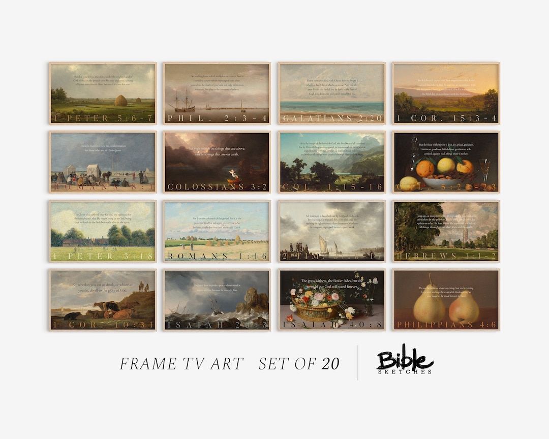 Bible Verse Frame TV Art, Mega Bundle of 20, Verses Memorization ...