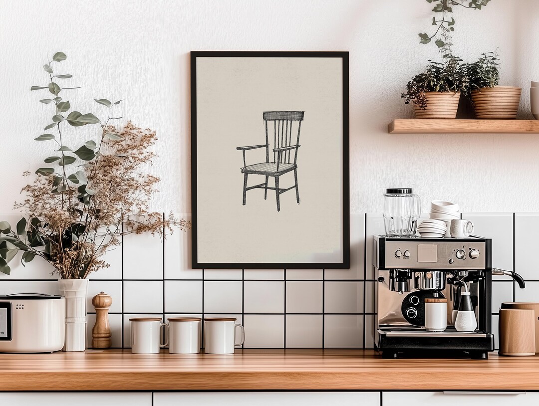 Dining Room Chair Sketch Drawing, DIGITAL PRINT, Kitchen Decor, Home ...