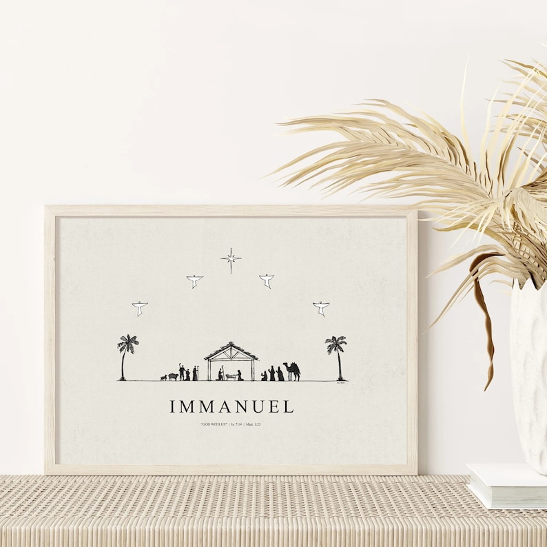 Nativity Christmas Print, IMMANUEL, God With Us, WALL ART, Digital ...