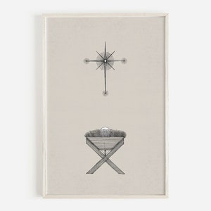 Modern Nativity Wall Art, DIGITAL PRINT, Christmas Print, Away in a ...
